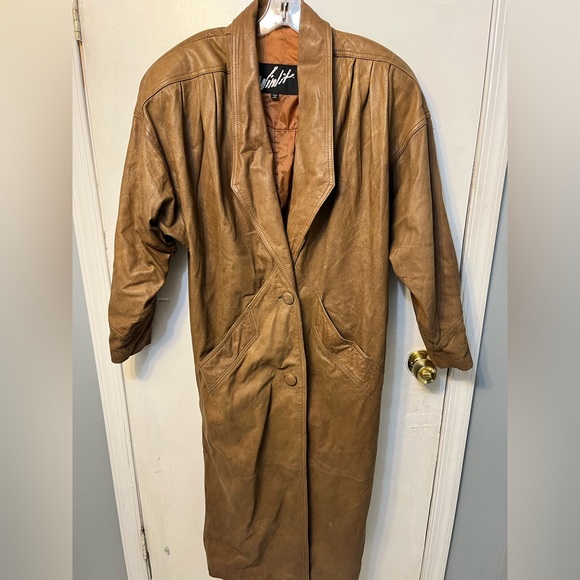 Winlit | Jackets & Coats | Vintage Winlit Tan Distressed Leather Trench ...